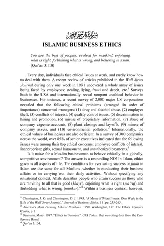 Islamic Business Ethics | PDF
