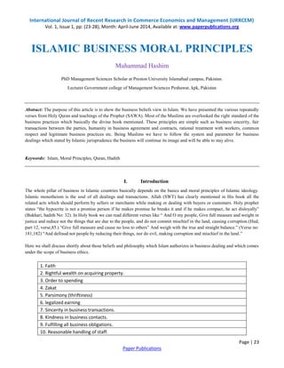 ISLAMIC BUSINESS MORAL PRINCIPLES | PDF