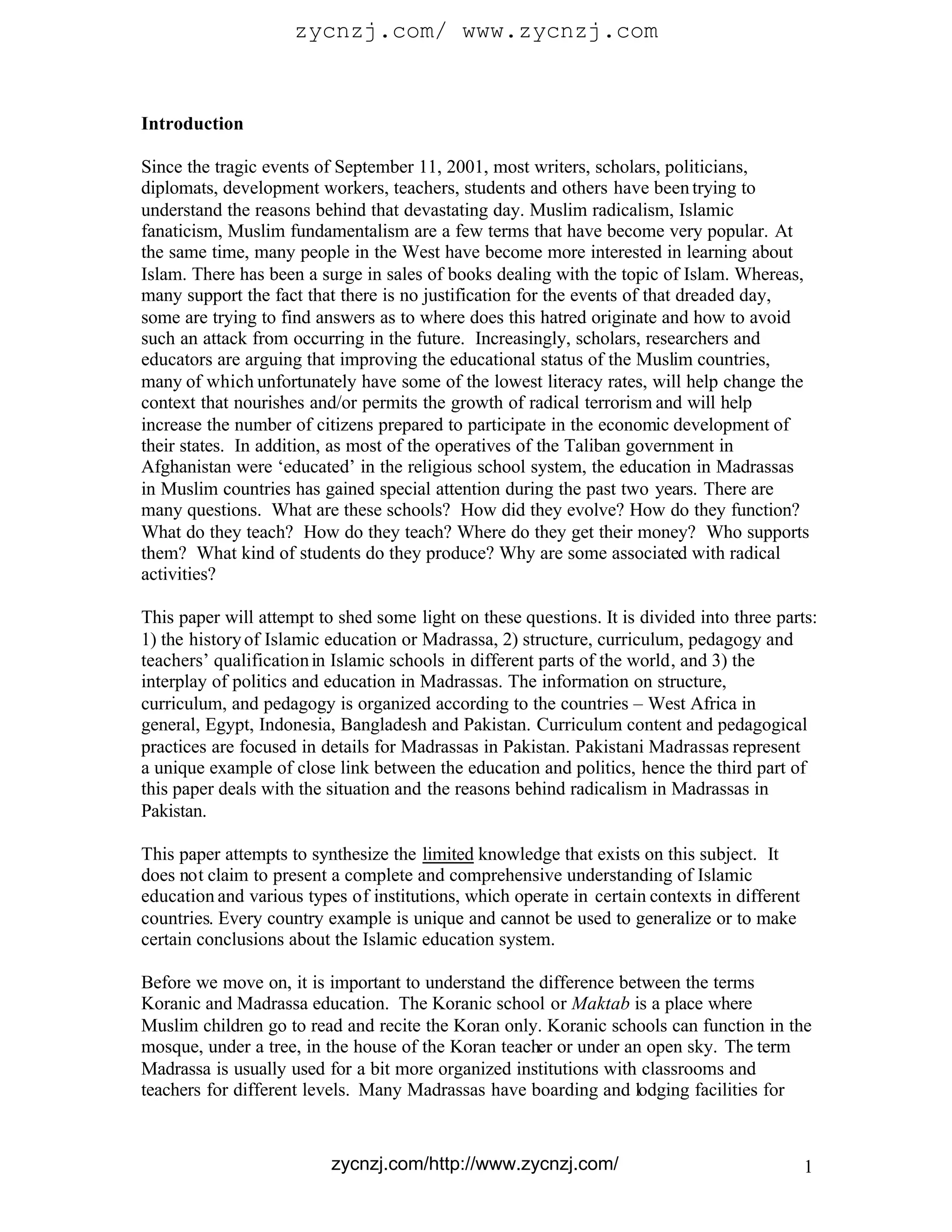 Islamic education a brief history of madrassas with islamic ... | PDF