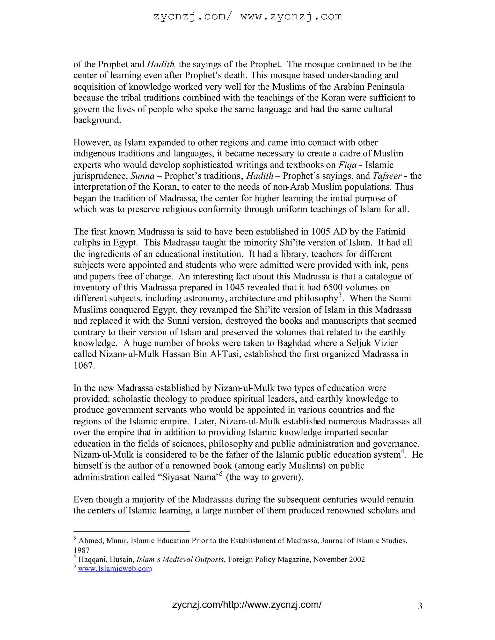 Islamic education a brief history of madrassas with islamic ... | PDF