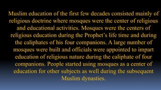 Islamic early education presentation in history of caliph education | PPTX