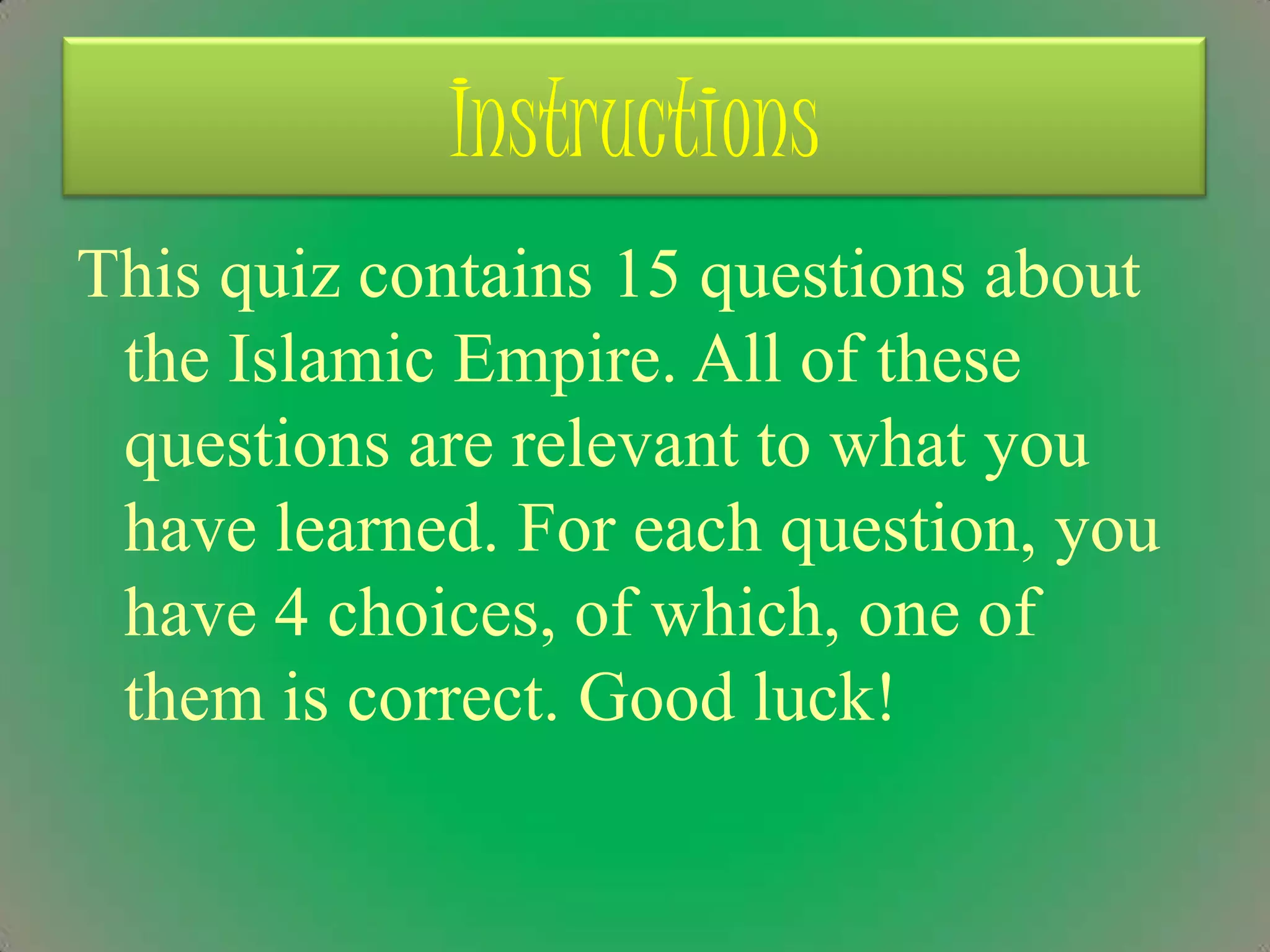 Islamic empires quiz! | PPT