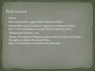 Islamic Entrepreneurship: Business Ethics | PPTX