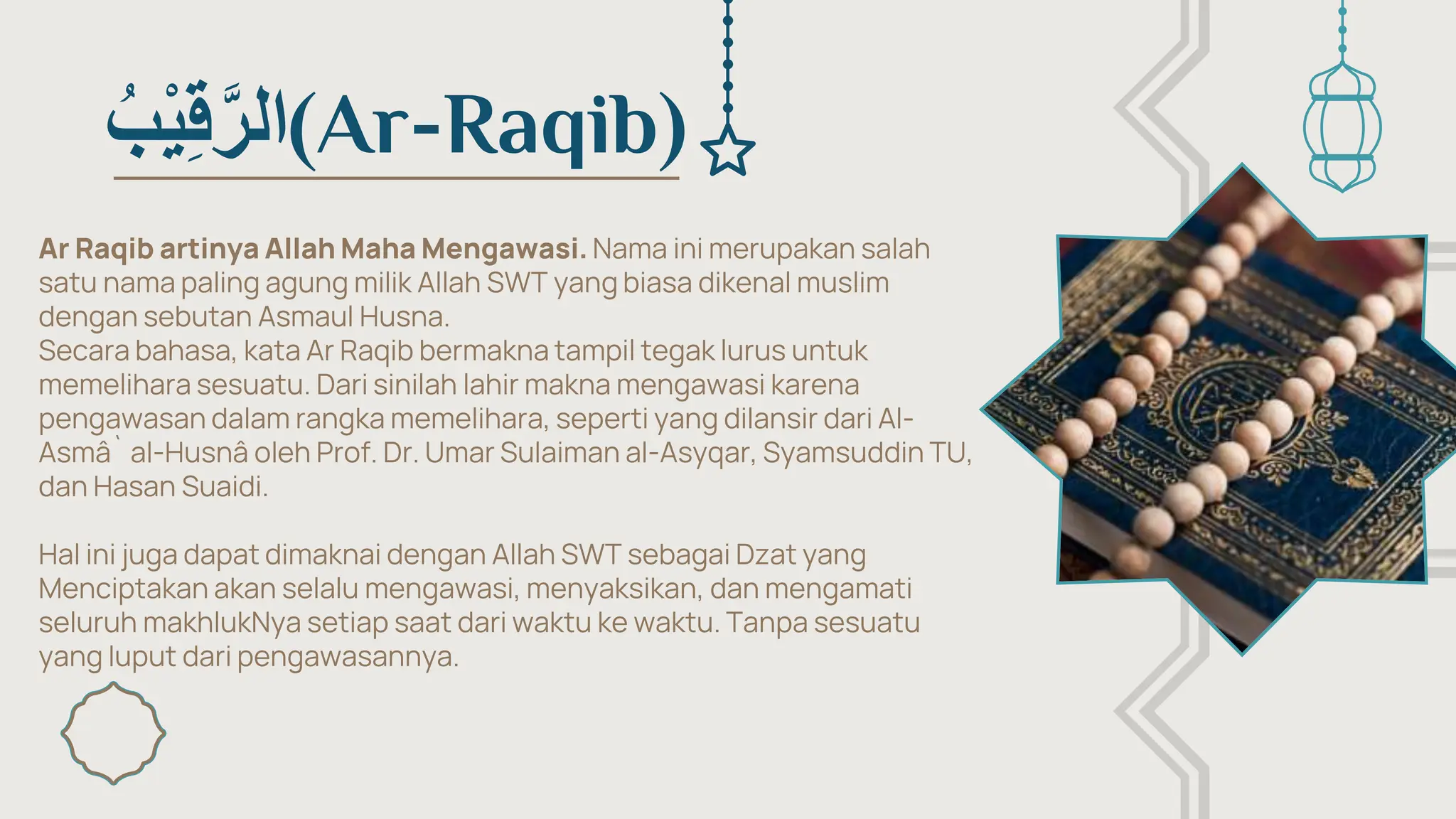 Akidah Asmaul Husna Asmaul Husna Ar-Raqib, Al-Mubdi, Al-Muhyi, Al-Hayyu | PPTX