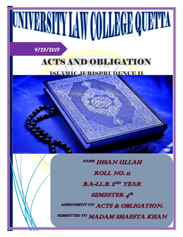 Acts and Obligation (Islamic jurisprudence II) | PDF