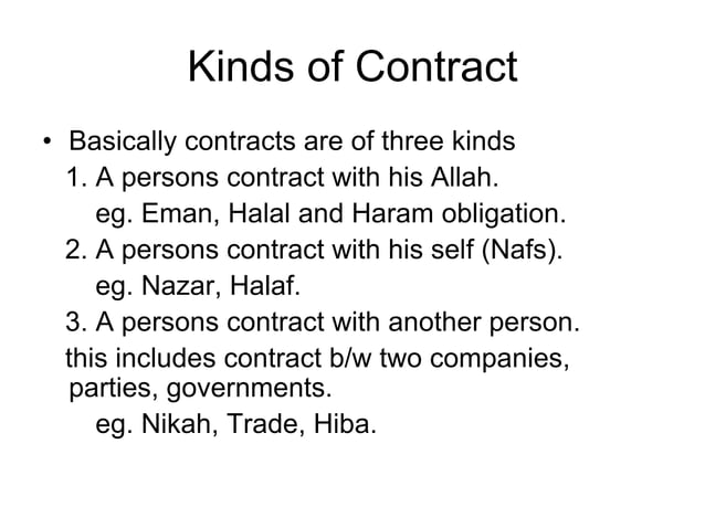 Islamic law of contract | PPT | Islam | Religion & Spirituality
