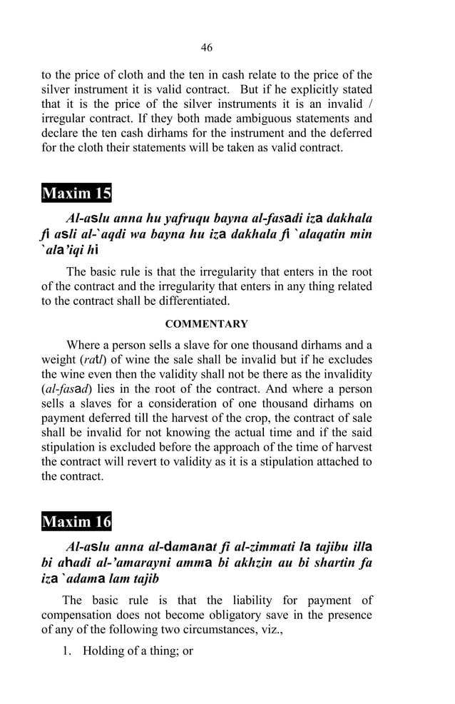 Islamic legal maxims (Al-Karkhi - Hanafi - English) || Australian ...