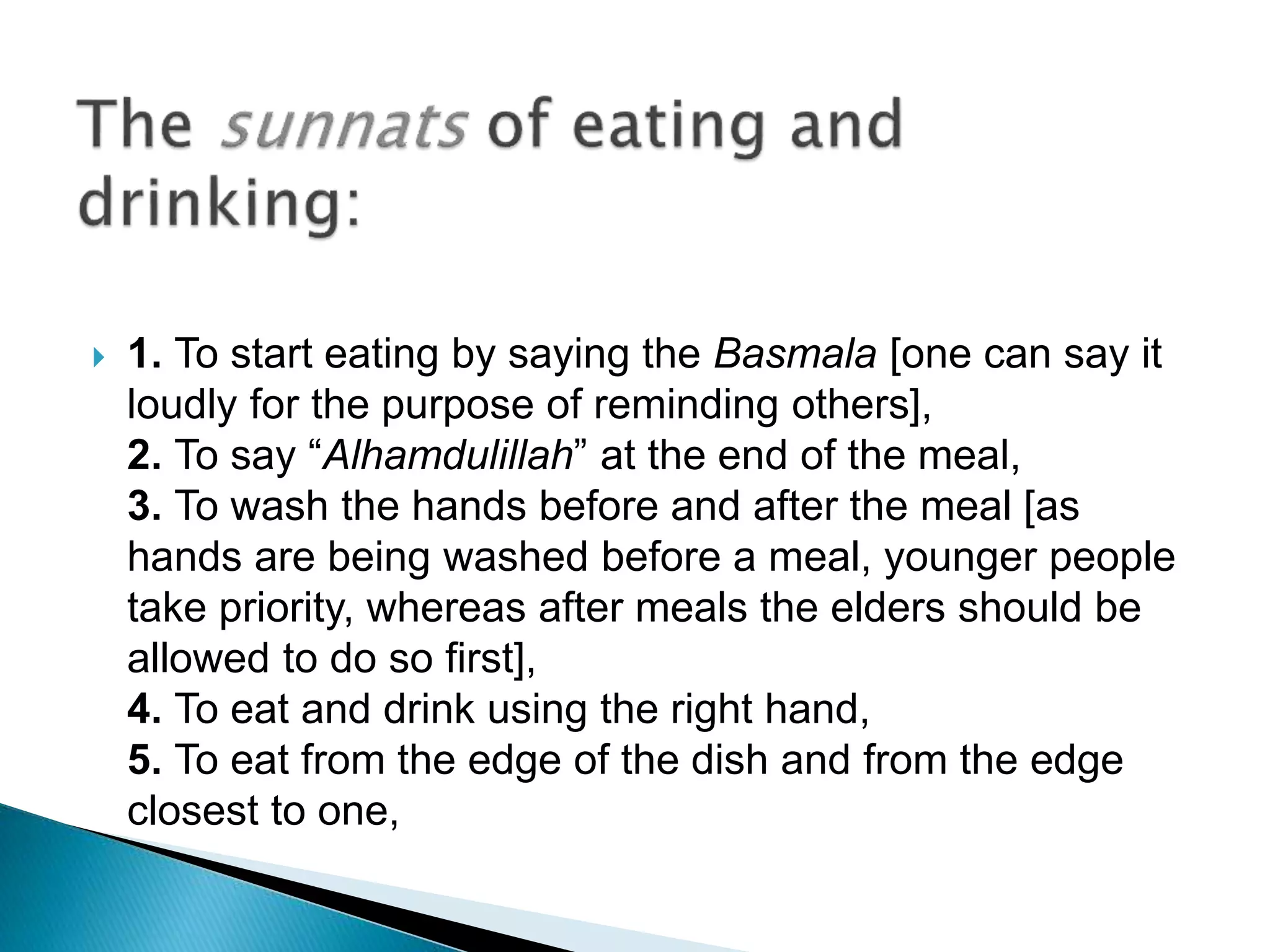 Islamic manners of eating and drinking power point | PPTX