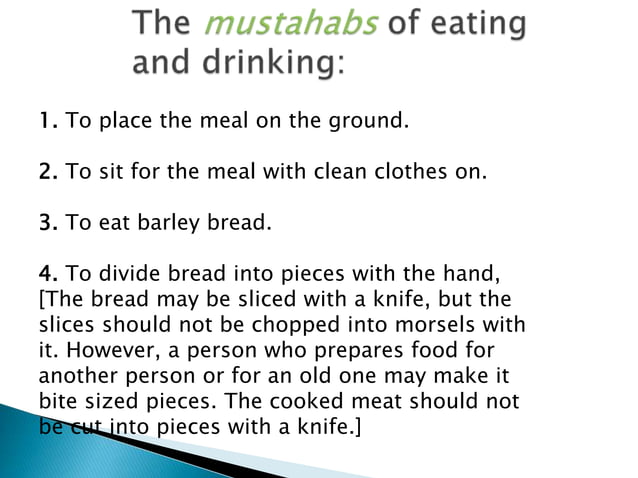 Islamic manners of eating and drinking power point | PPTX