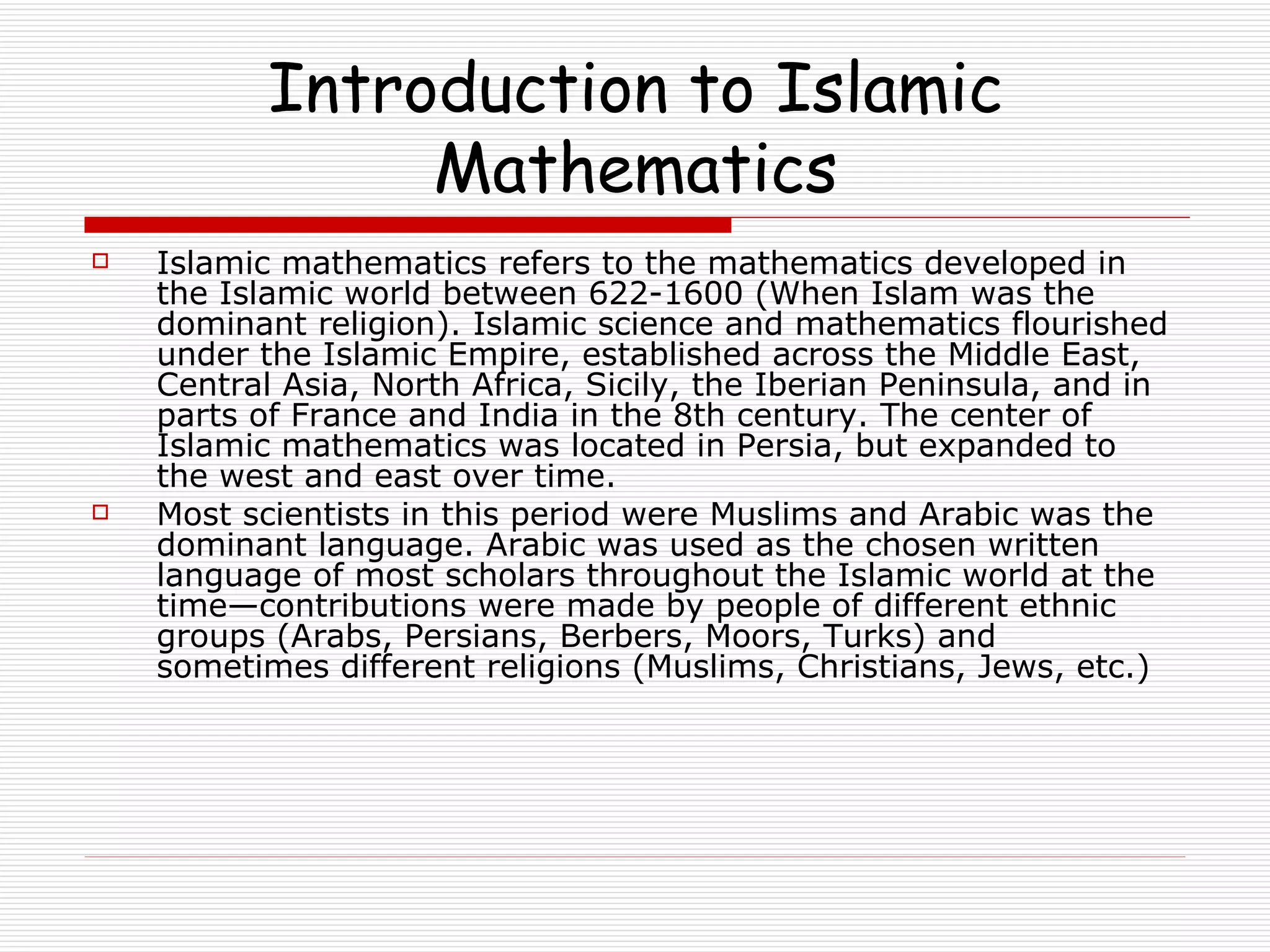 Islamic Mathematics | PPT