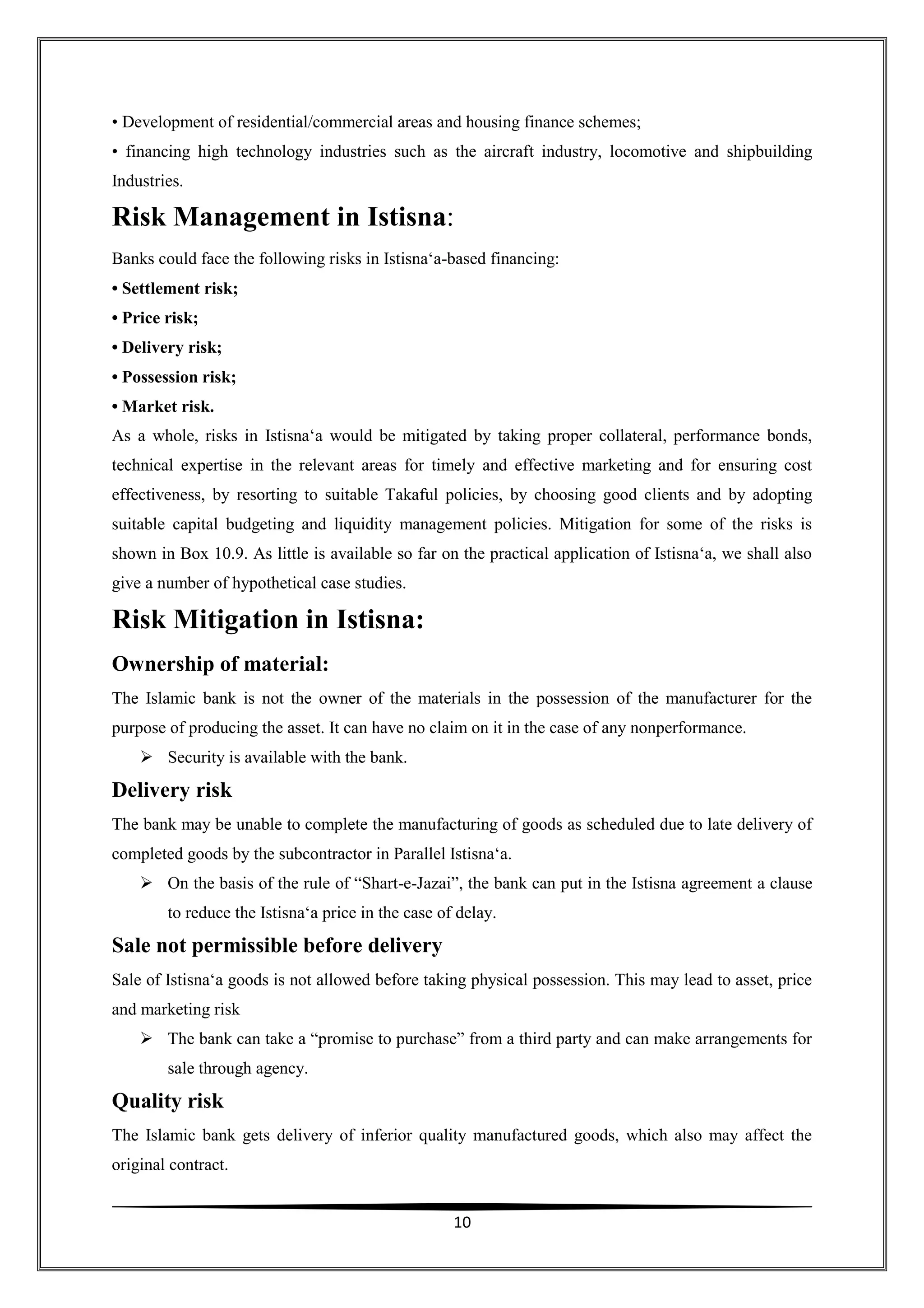 Islamic mode of finance istisna | DOCX