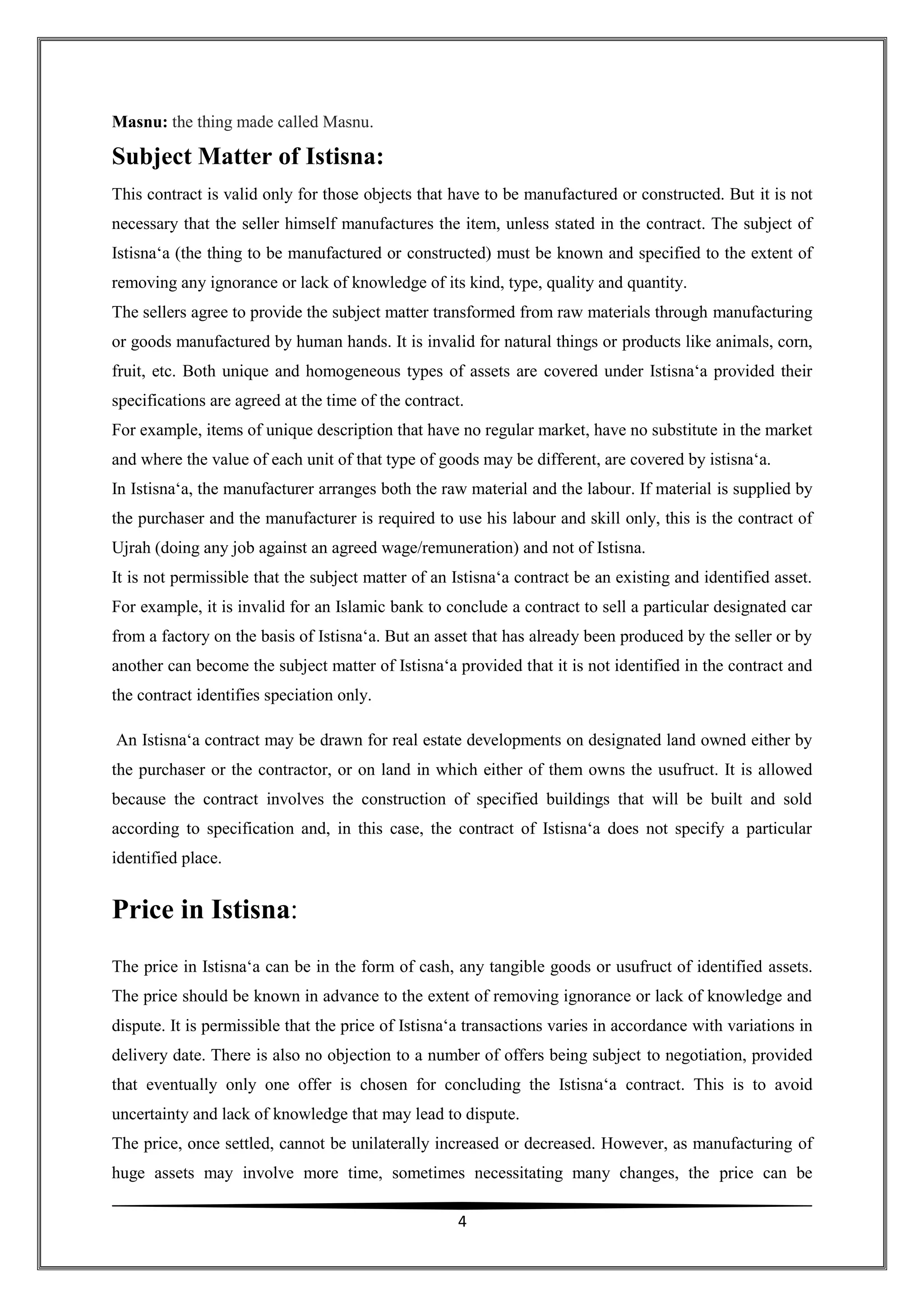 Islamic mode of finance istisna | DOCX