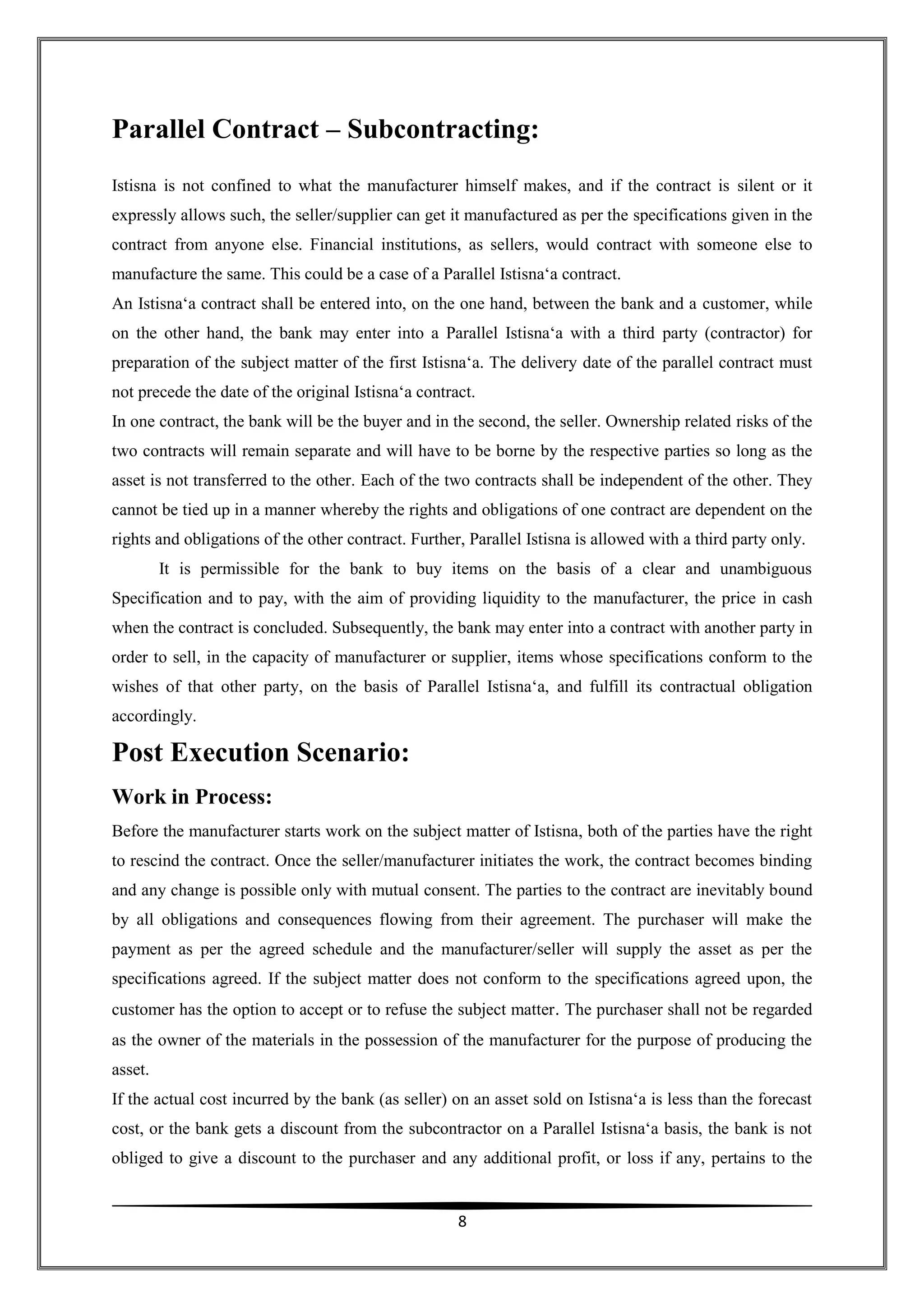 Islamic mode of finance istisna | DOCX