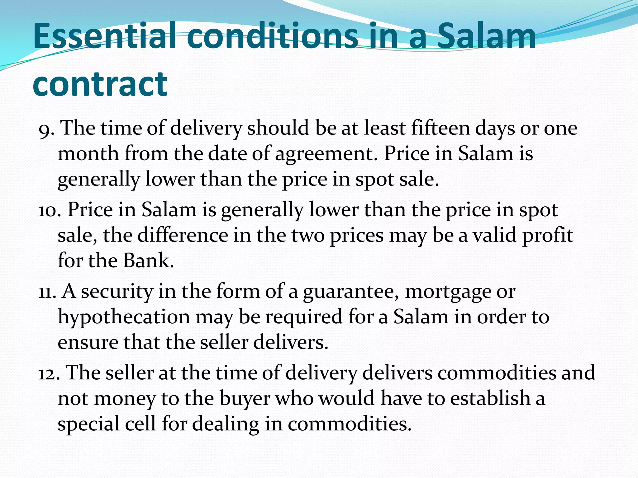 Islamic mode of finance salam | PPTX