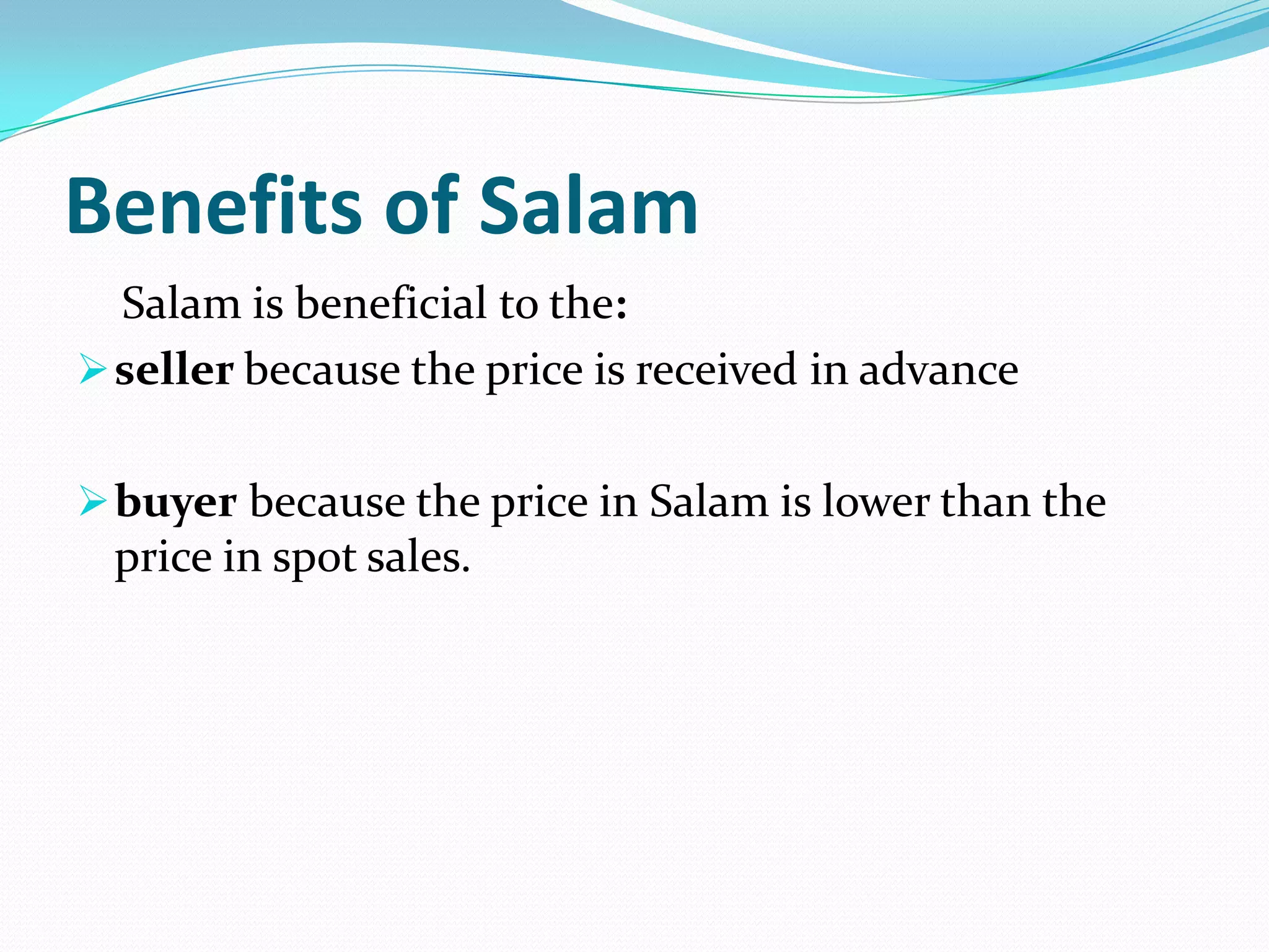 Islamic mode of finance salam | PPTX