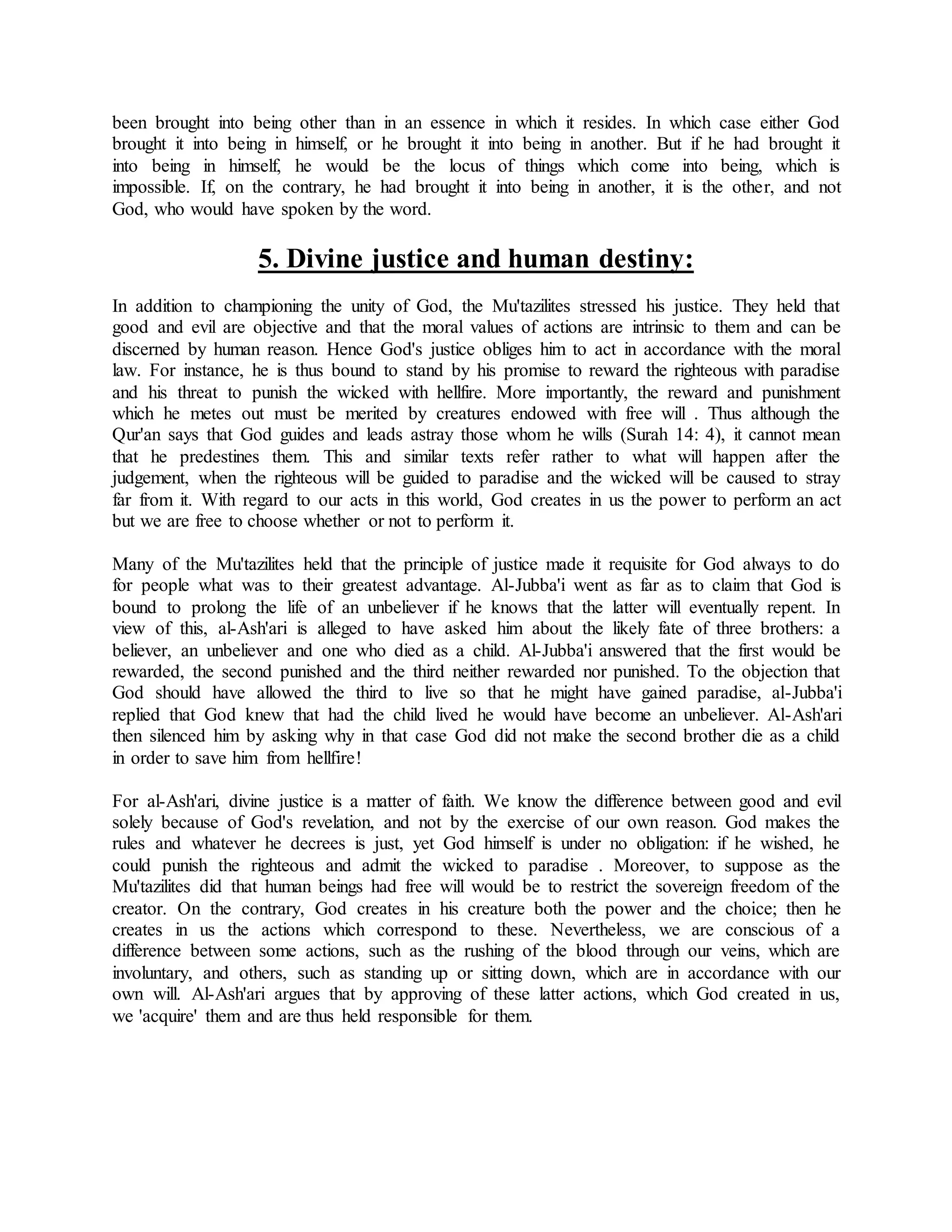 Ilm-Al-Kalam: Mutazilism and Ashiarism | DOCX