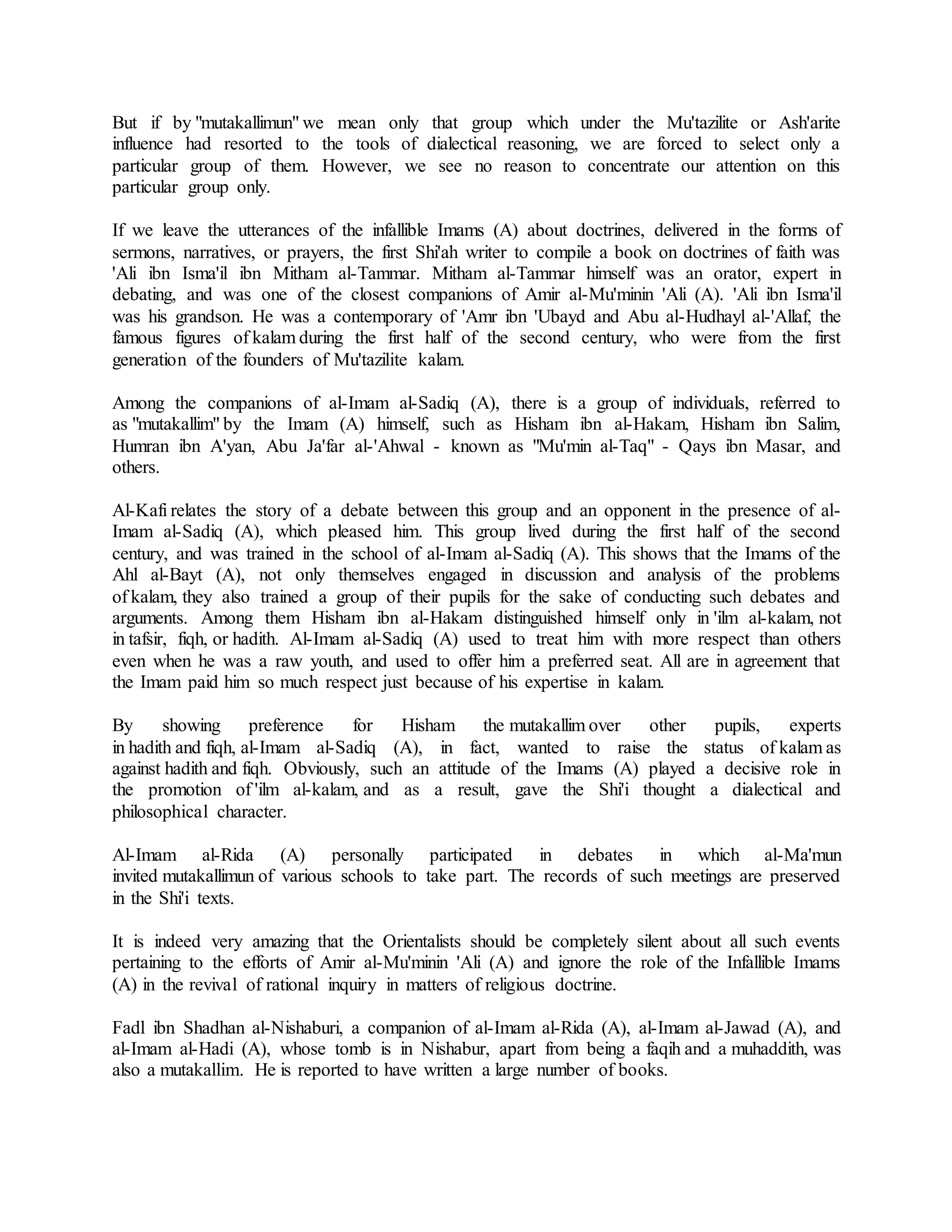 Ilm-Al-Kalam: Mutazilism and Ashiarism | DOCX