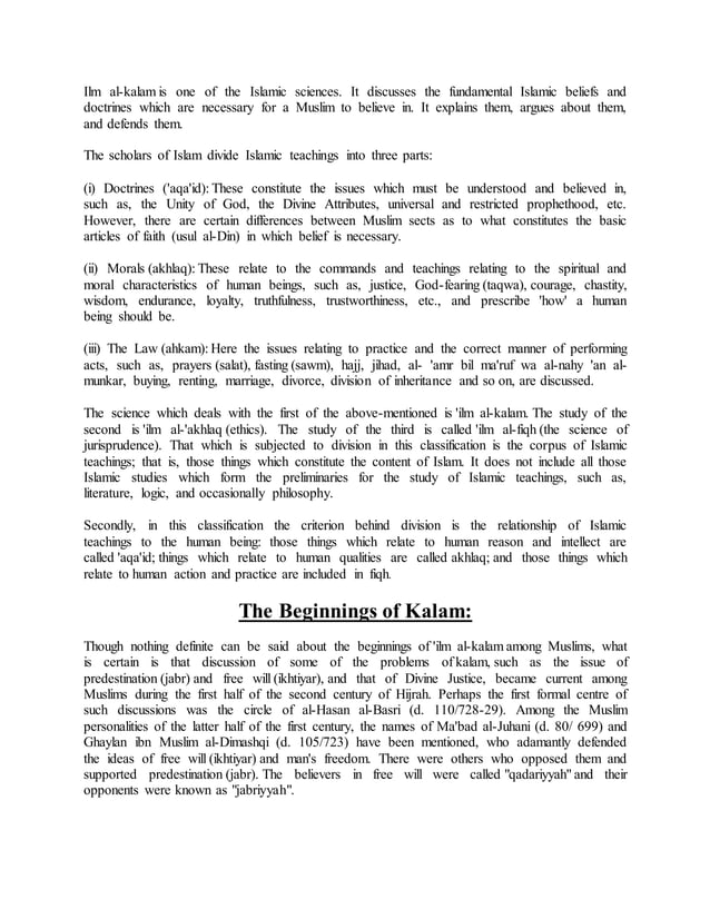 Ilm-Al-Kalam: Mutazilism and Ashiarism | DOCX | Islam | Religion ...