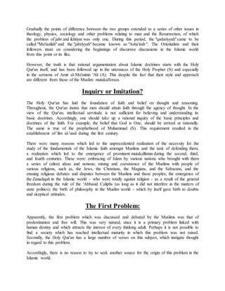 Ilm-Al-Kalam: Mutazilism and Ashiarism | DOCX