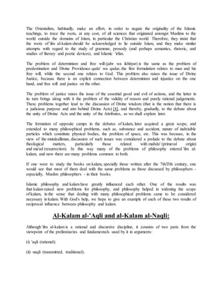 Ilm-Al-Kalam: Mutazilism and Ashiarism | DOCX