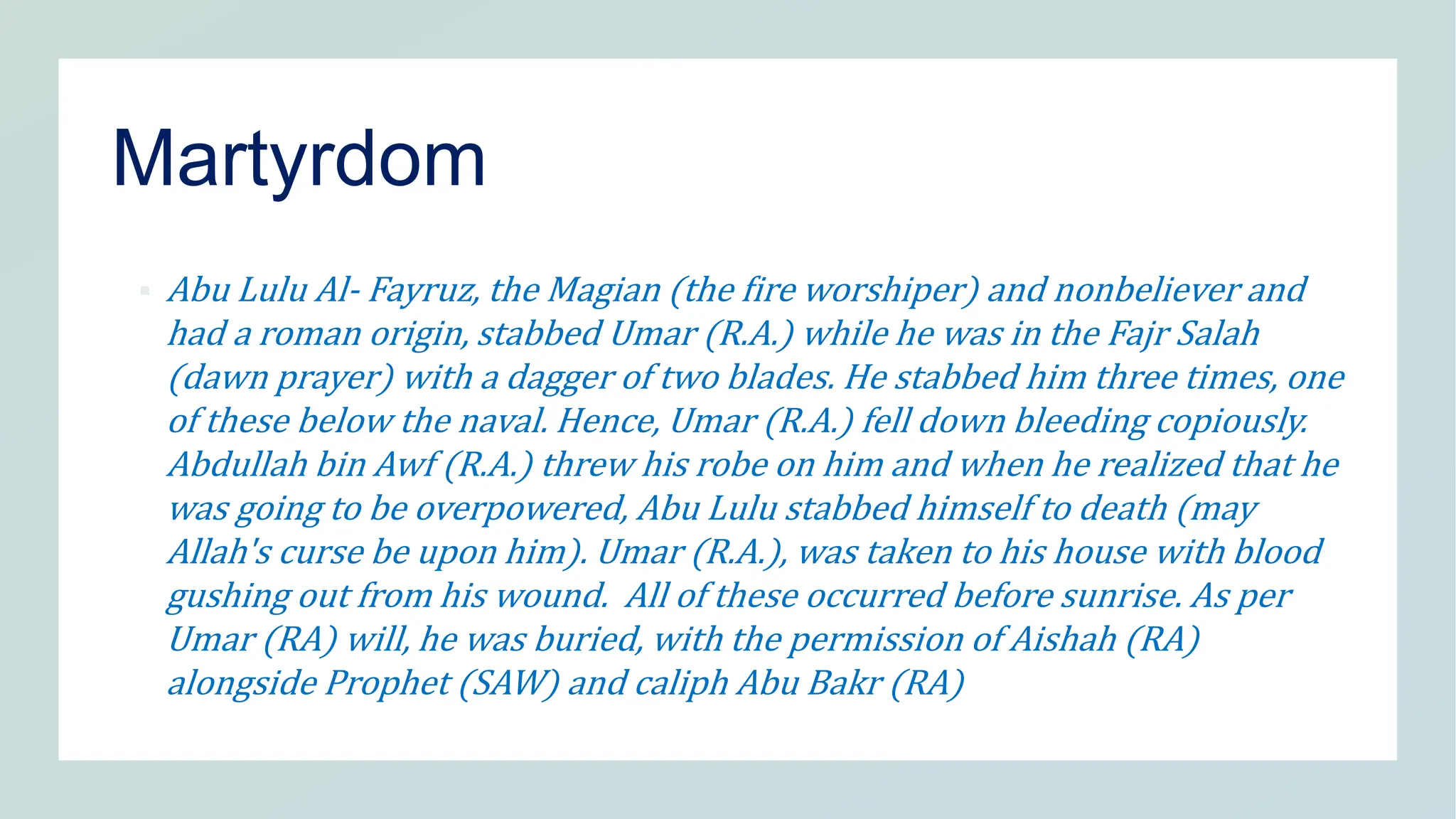The Great Life of the the symbol of Modesty Named Uthman (RA) | PPTX
