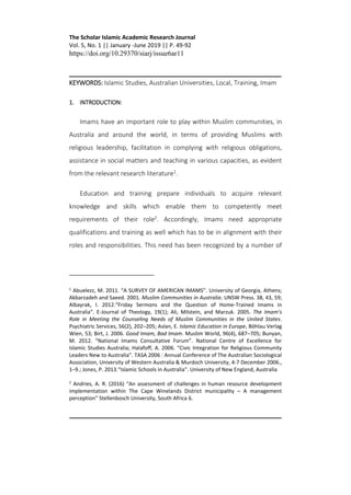 Islamic studies in australian universities - An analysis from the perspective of local training ...
