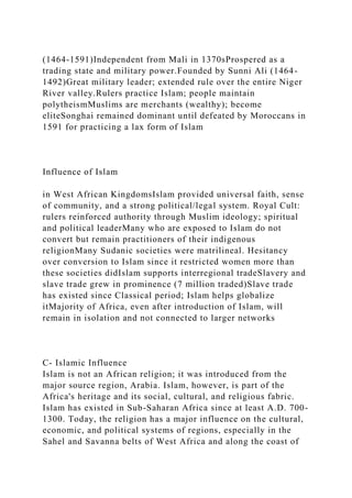 Islam in Sub-Saharan Africa Lecture # 7Islam .docx