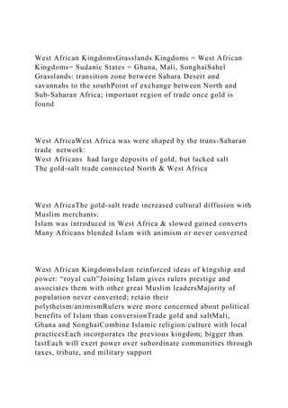 Islam in Sub-Saharan Africa Lecture # 7Islam .docx