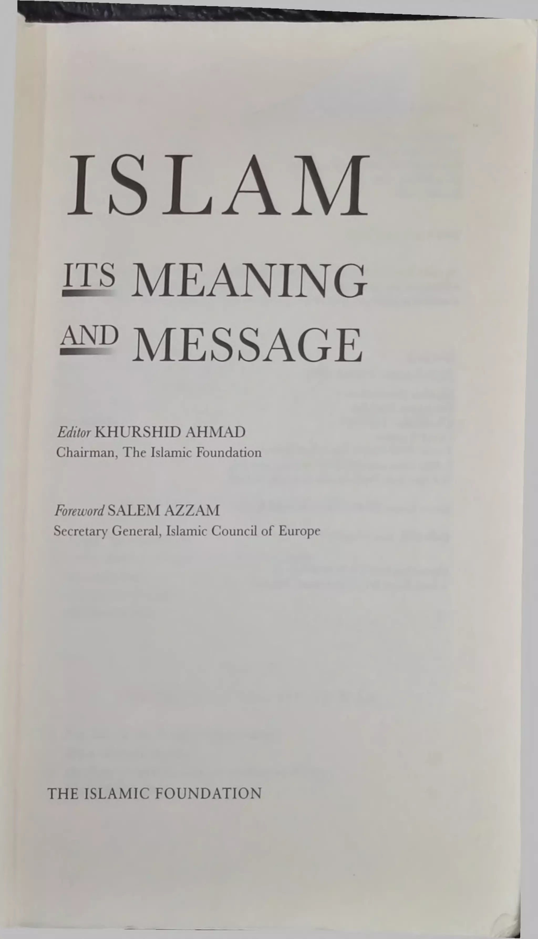Islam its meaning and message by khurshid ahmad | PDF
