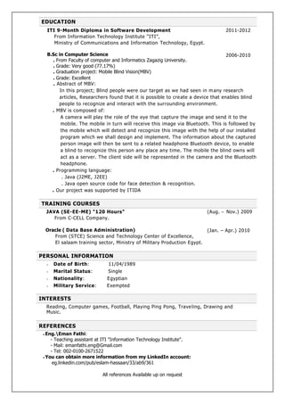 Islam Mohamed Ahmed Cv | PDF