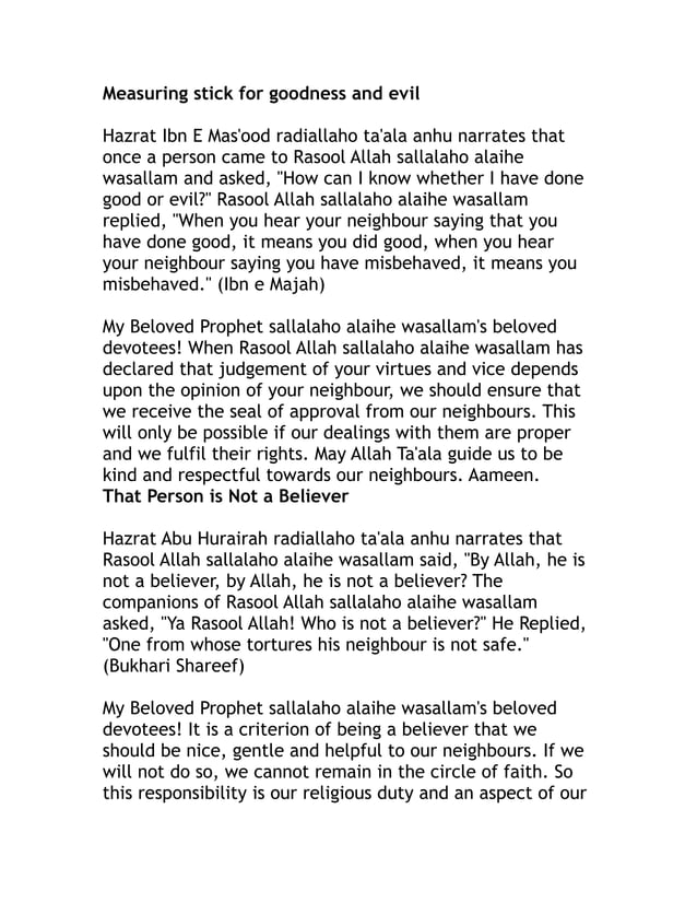 Islam neighbours rights | PDF