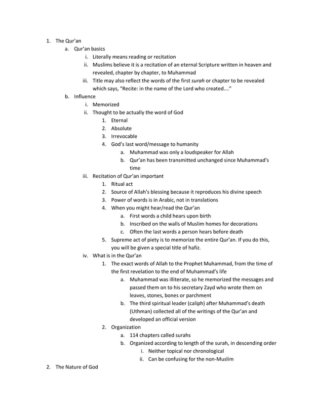 Islam notes outline basics | PDF