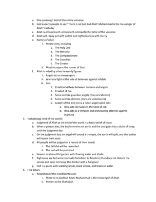 Islam notes outline basics | PDF