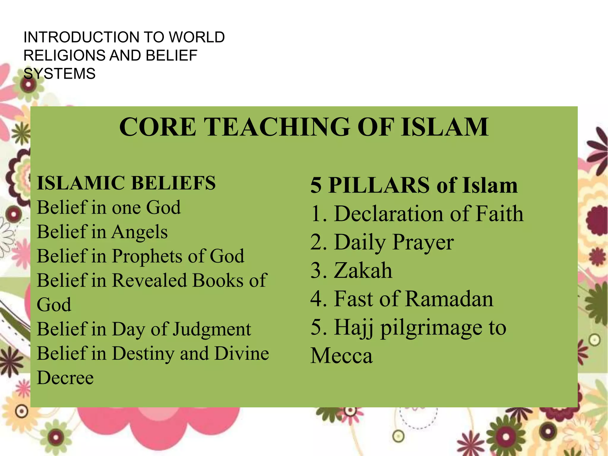 Introduction to World Religions and Belief Systems : Islam | PPTX