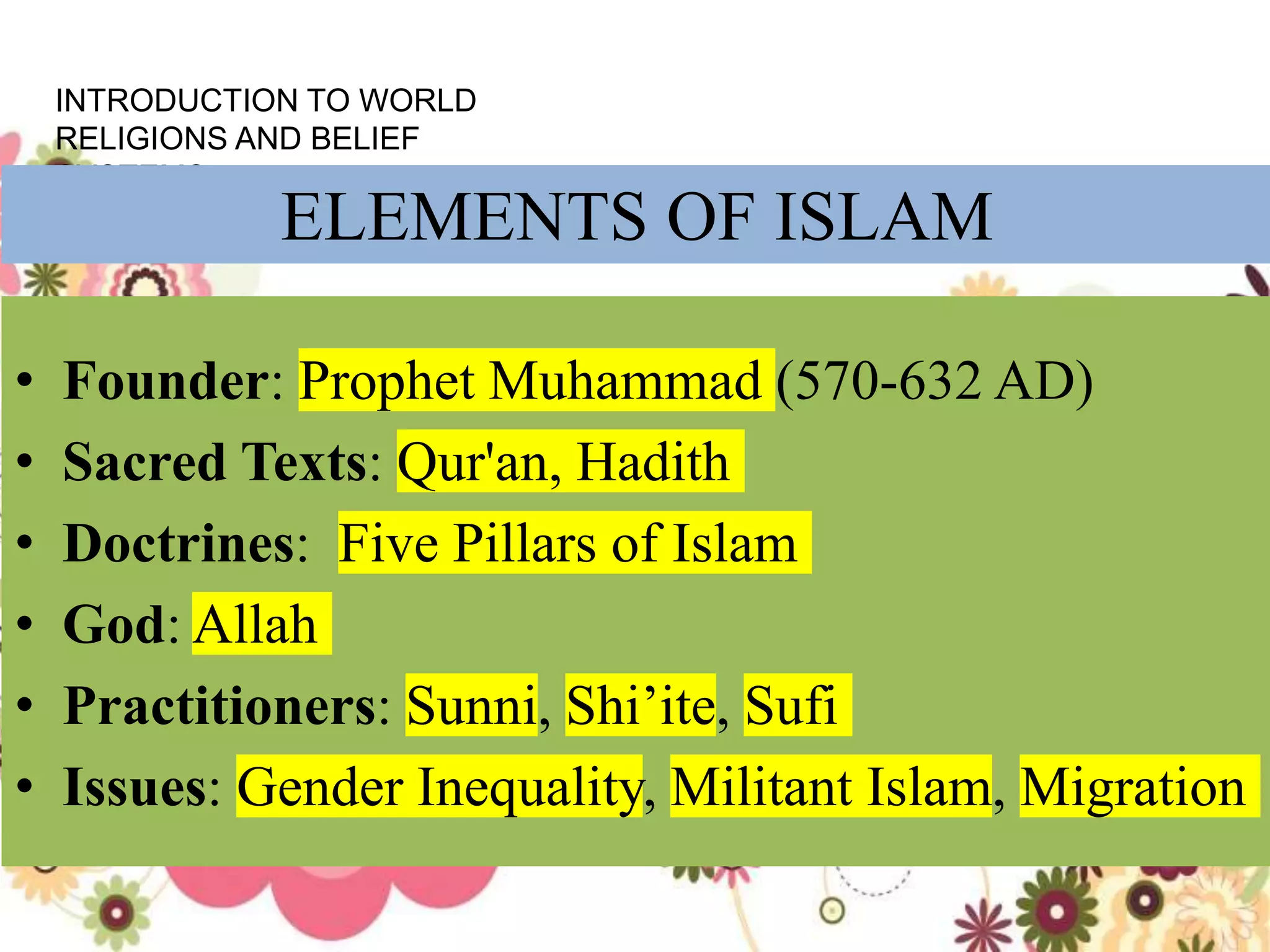 Introduction to World Religions and Belief Systems : Islam | PPTX