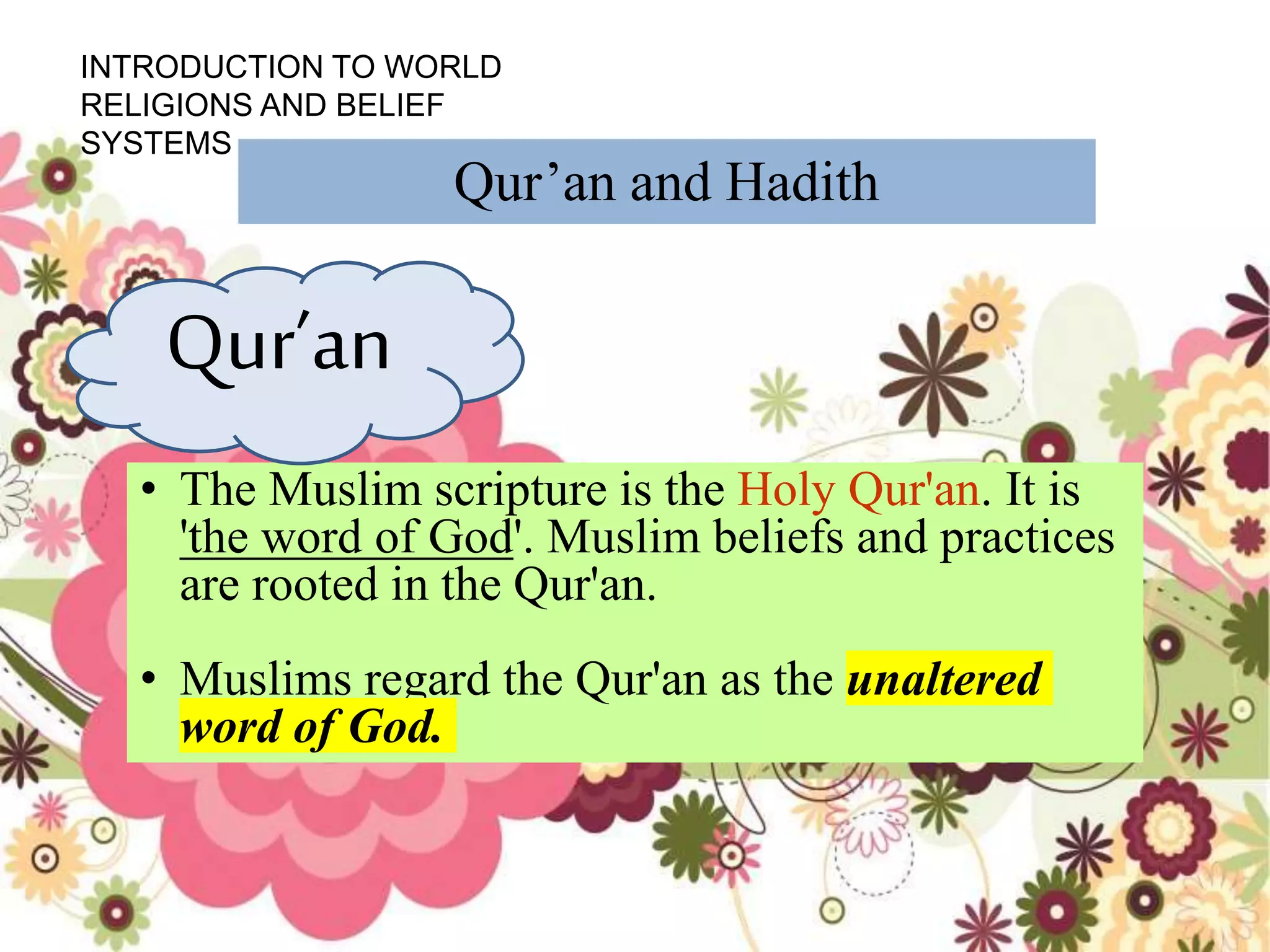 Introduction to World Religions and Belief Systems : Islam | PPTX