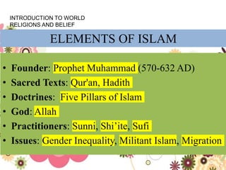 Introduction to World Religions and Belief Systems : Islam | PPTX