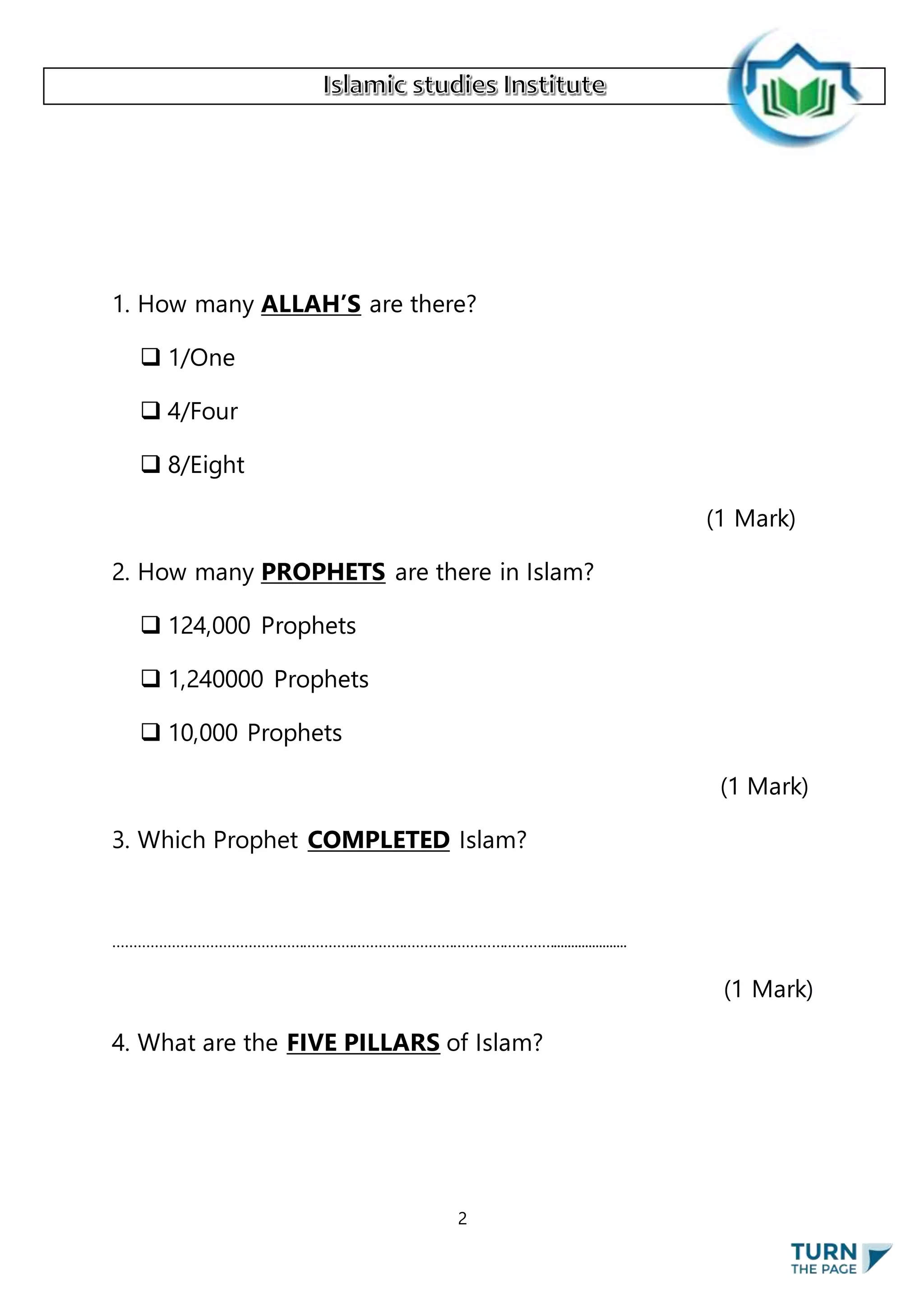 Islam test 1 | DOCX