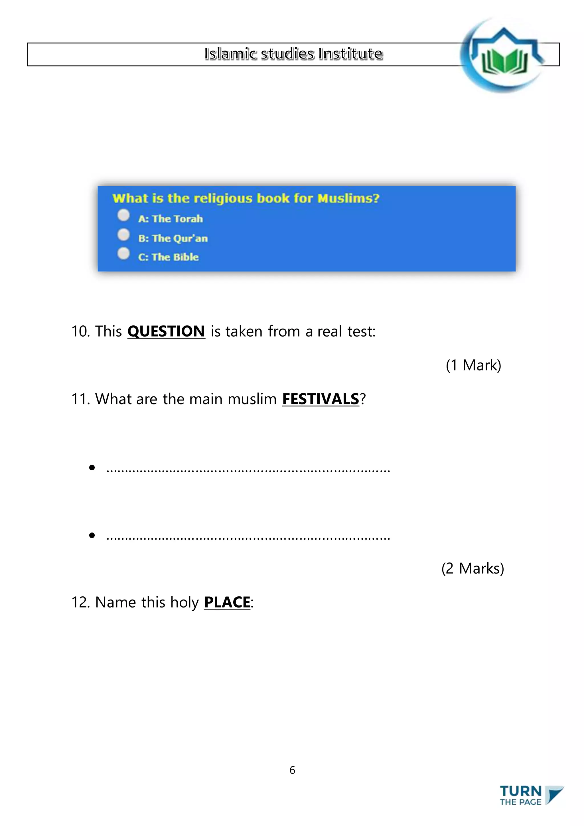 Islam test 1 | PDF