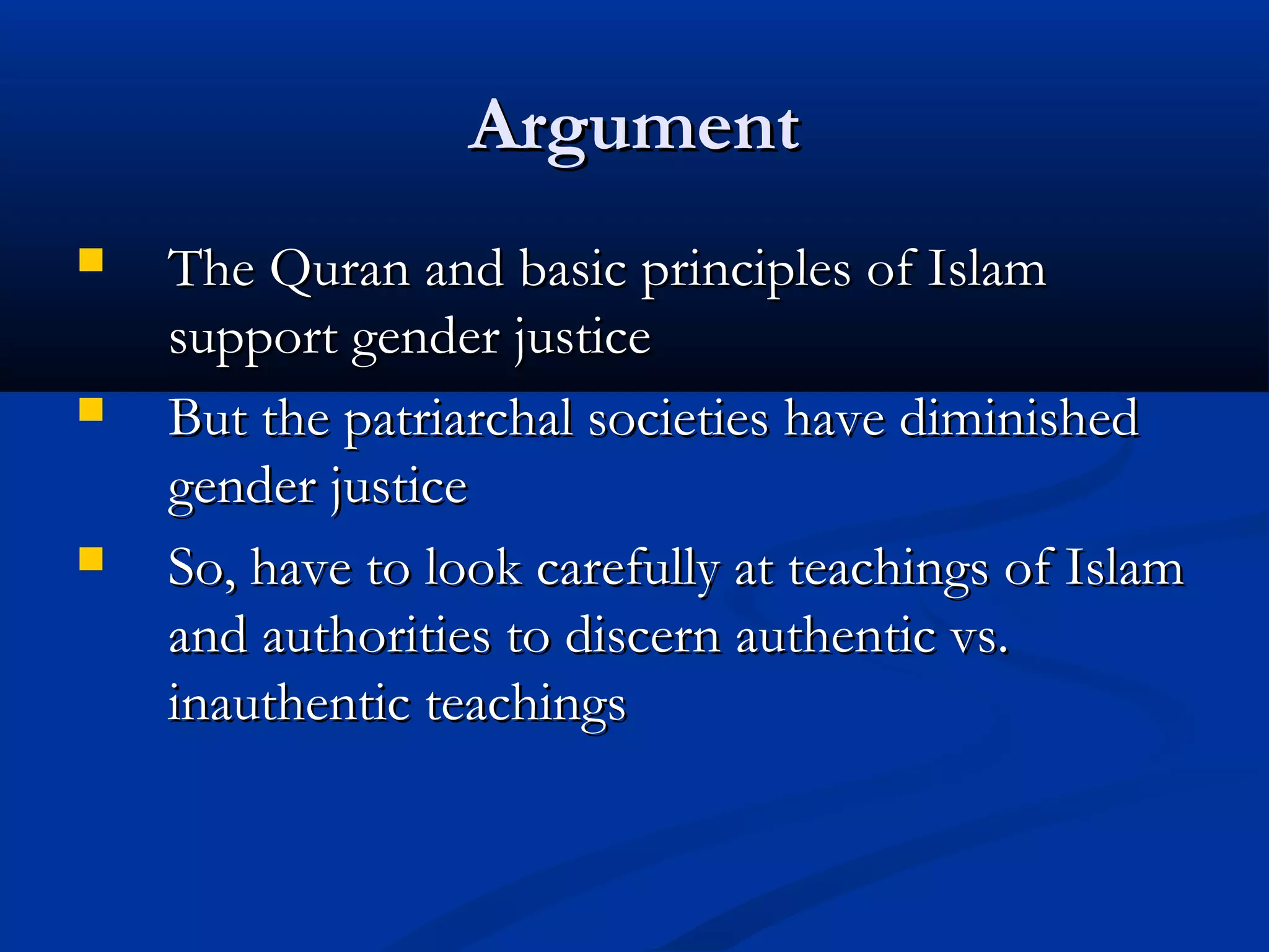 Islam, women, and gender justice | PPT