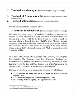 Tawhid and its Types | PDF