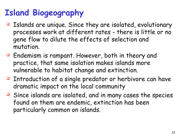 Island biogeography | PPT | Geography | Science