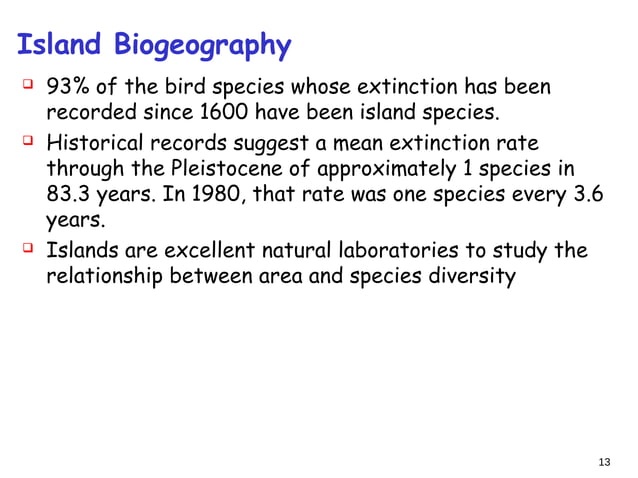 Island biogeography | PPT | Geography | Science