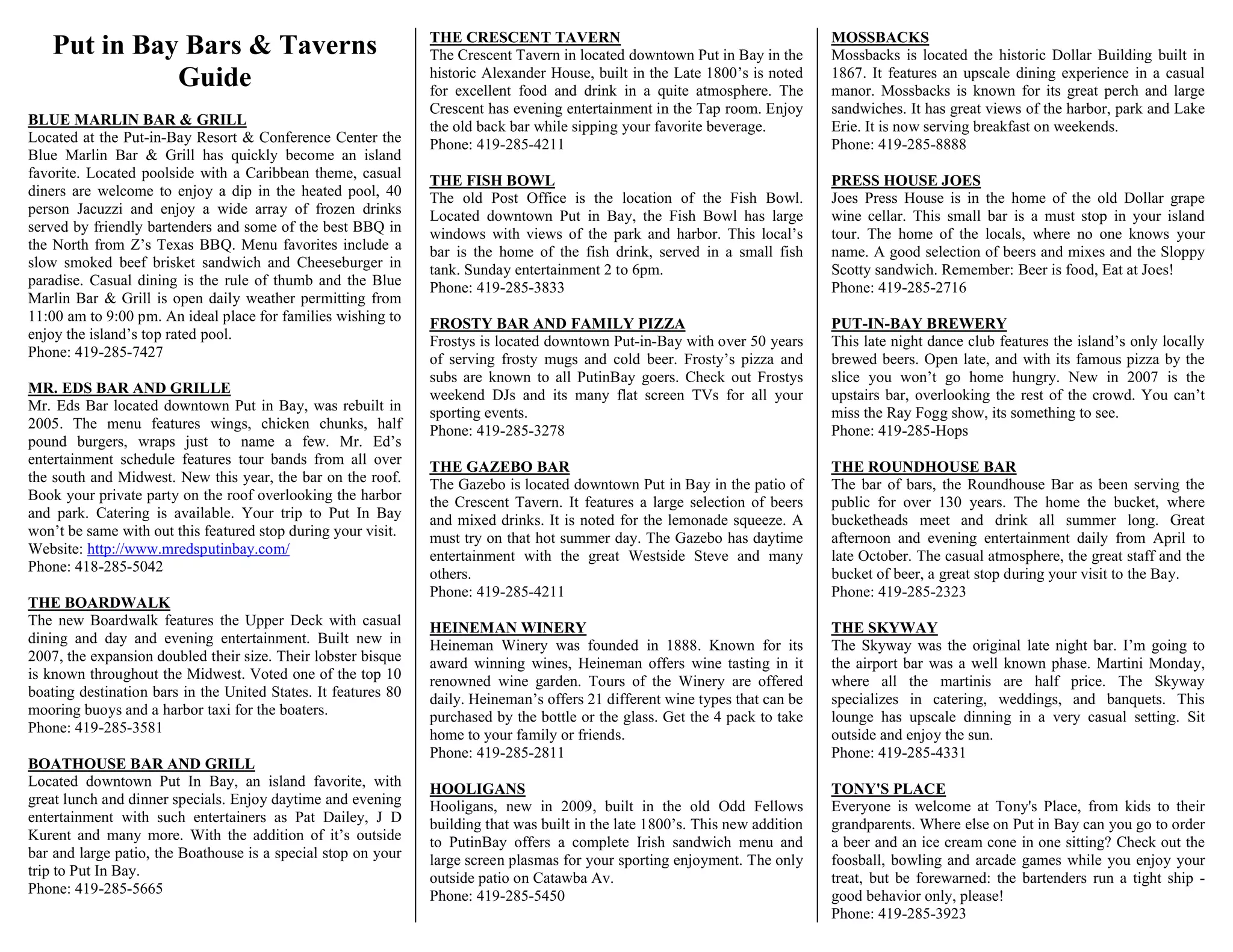 Put-in-Bay Island Guide | PDF | Travel