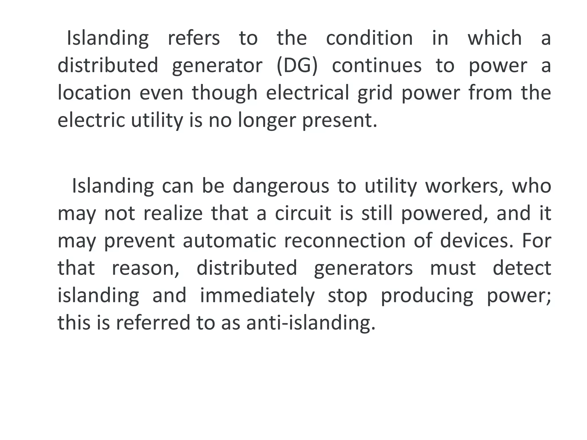 Islands in power systems | PPTX