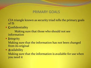 Information Security Lecture #1 ppt | PPTX