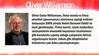 NOBEL EKONOMİ ÖDÜLÜ SAHİBİ OLIVER WILLIAMSON ve İŞLEM MALİYETLERİ ...
