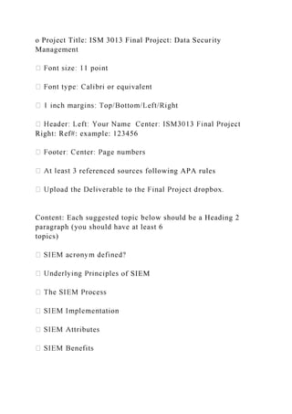 ISM3013 Final Project Assignment Project Assignment .docx