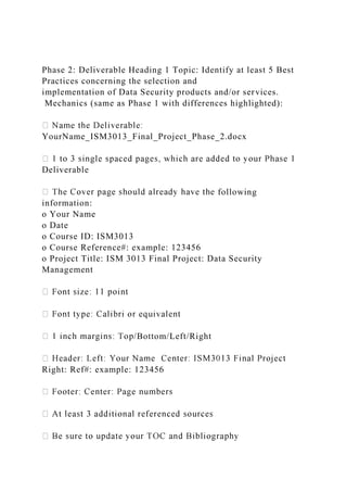 ISM3013 Final Project Assignment Project Assignment .docx