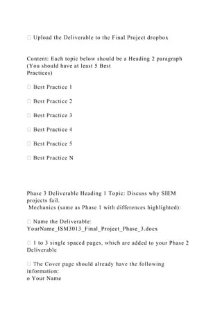 ISM3013 Final Project Assignment Project Assignment .docx